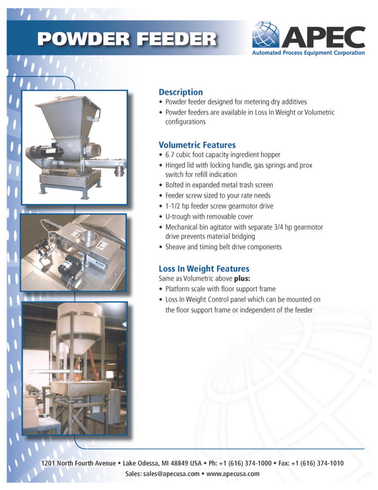 Powder Feeder | Ingredient Processing Equipment - APEC USA
